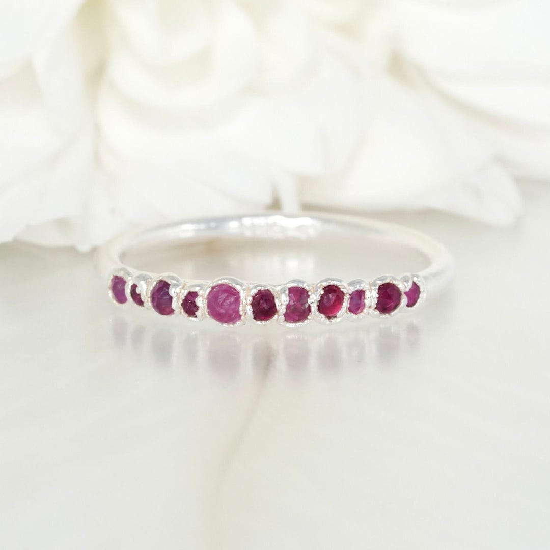 Ruby Bubble Ring Hot Pink Wedding Band Ruby 999 Silver Jewellery July ...