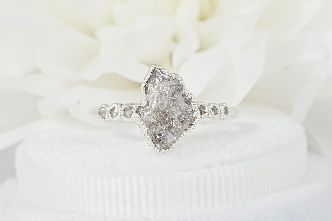 Rough Gery Diamond Ring Alternative Rustic Engagement Ring Unique ...
