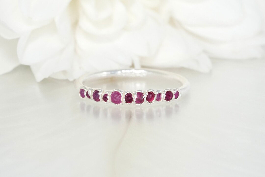 Ruby Bubble Ring Hot Pink Wedding Band Ruby 999 Silver Jewellery July ...