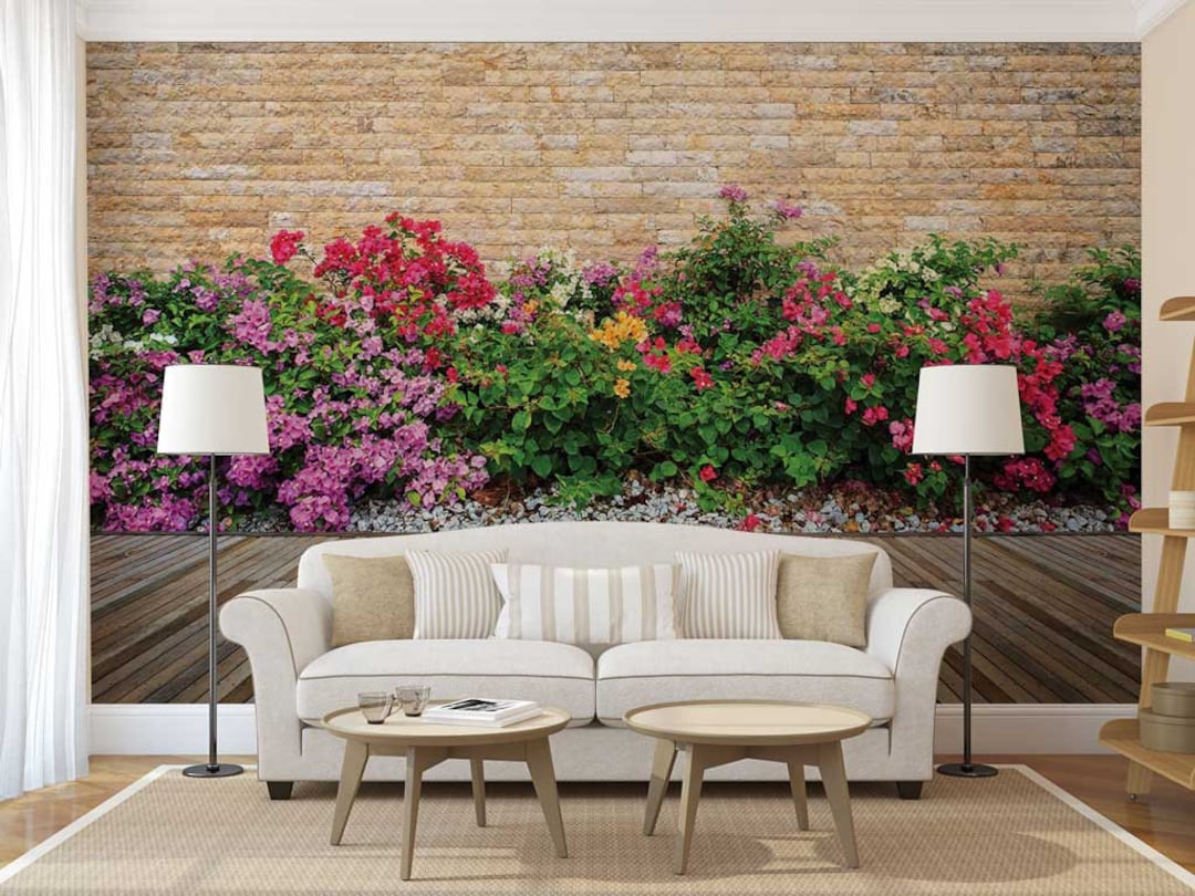 Wall Mural Flowers Flowers Wallpaper Garden Wall Decal Wall - Etsy