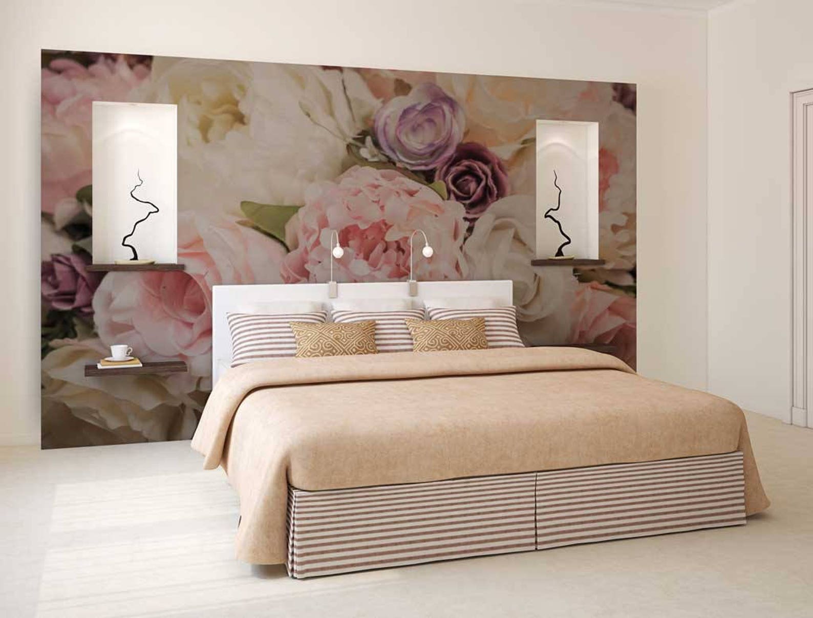 Pink Rose Wall Mural Wall Decal of Roses Pink Roses - Etsy