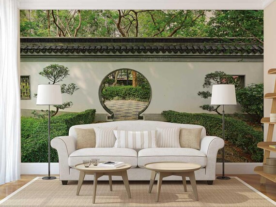 Wall Mural Of Garden Wallpaper Garden Garden Wall Mural | Etsy