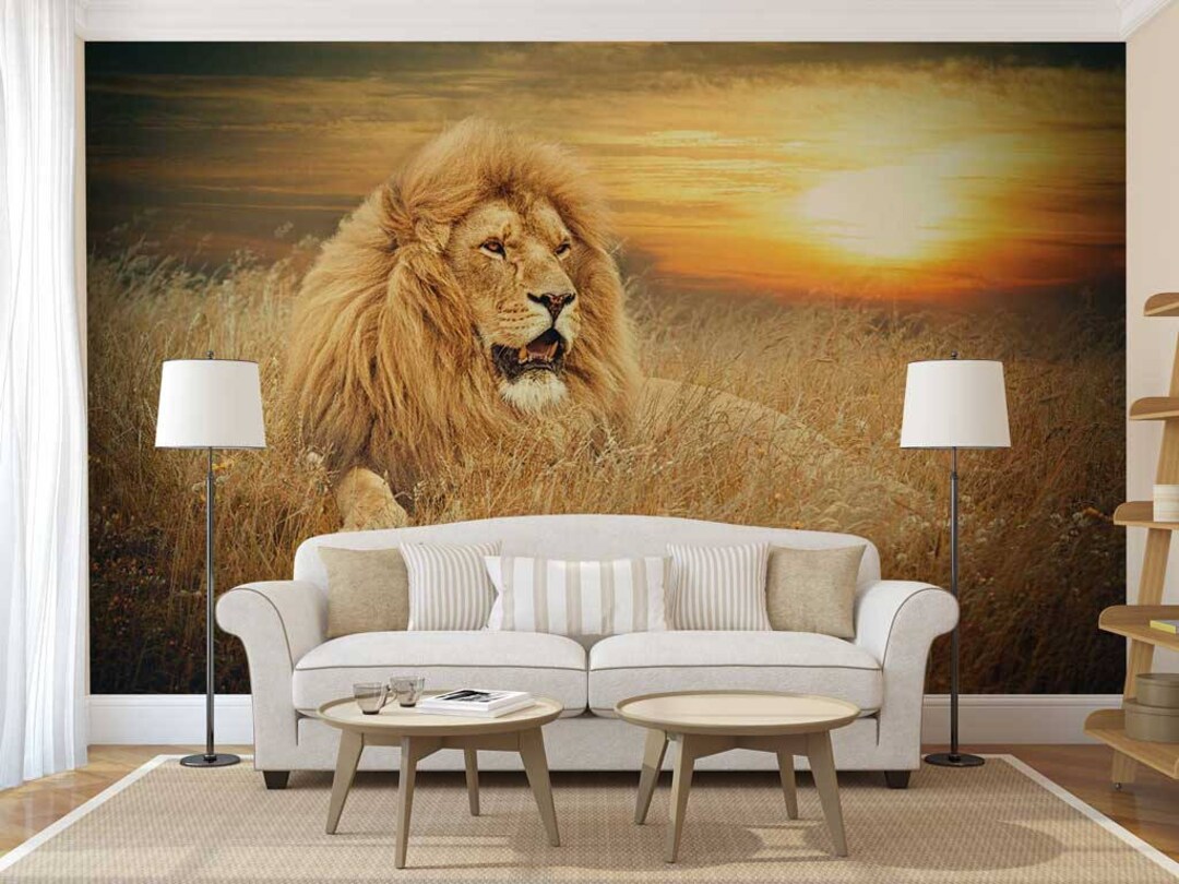 Wall Mural Jungle Wall Mural Lion Jungle Wall Mural - Etsy