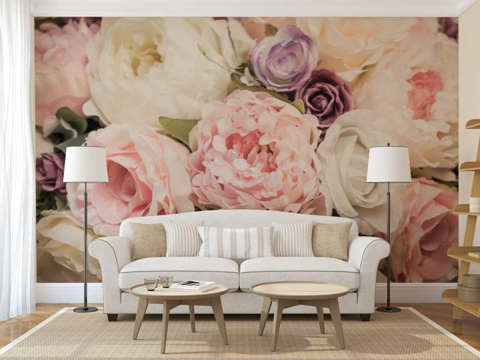 Pink Rose Wall Mural Wall Decal of Roses Pink Roses - Etsy