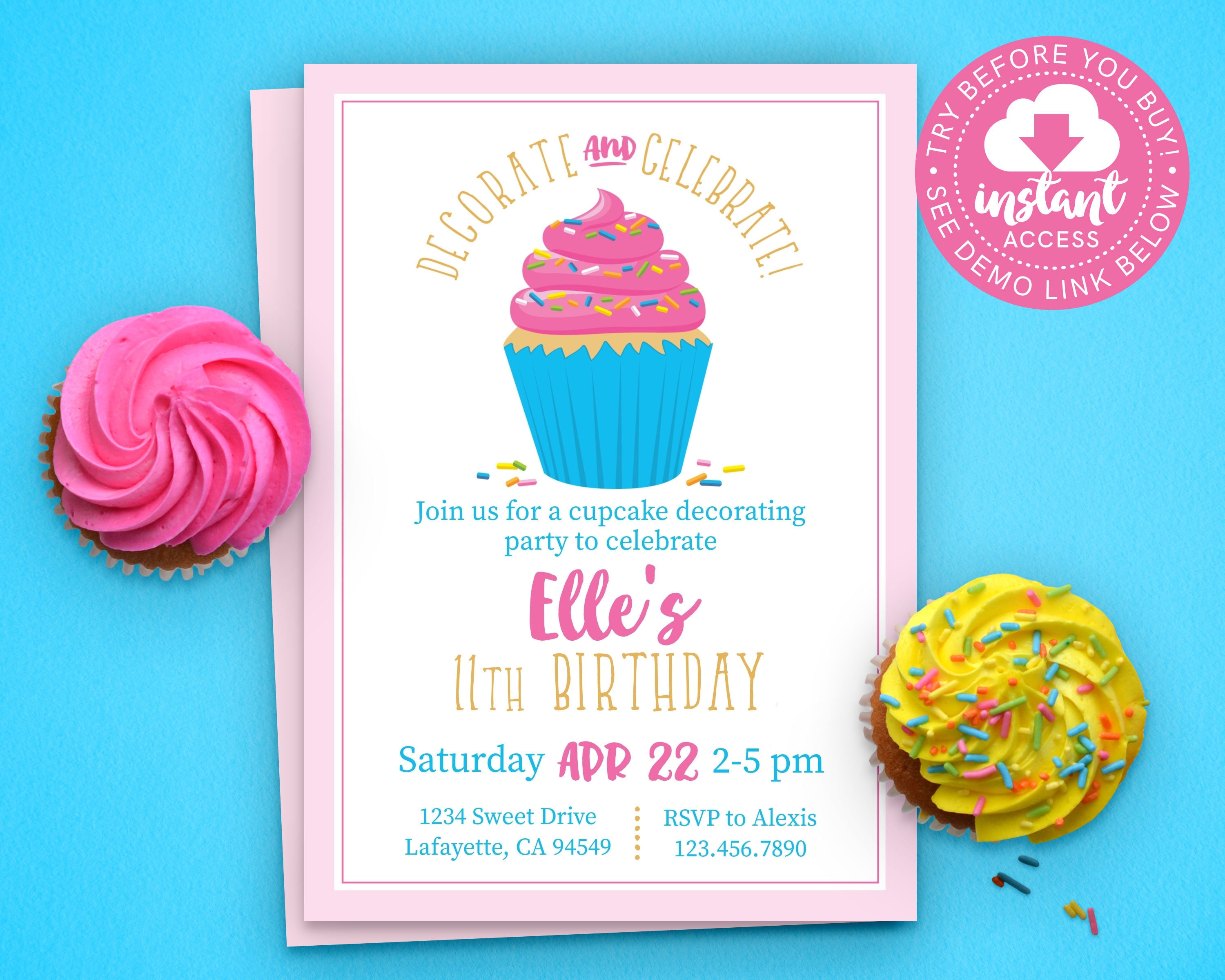 Cupcake Decorating Invitation Cupcake Decorating Birthday Party ...