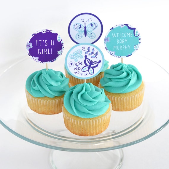 Butterfly Cupcake Toppers, Baby Shower or Birthday Party Circles ...