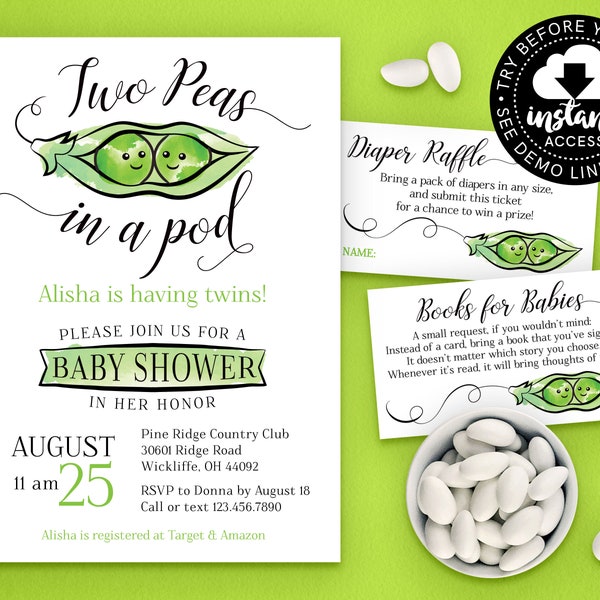 Two Peas in a Pod Invitation - Etsy