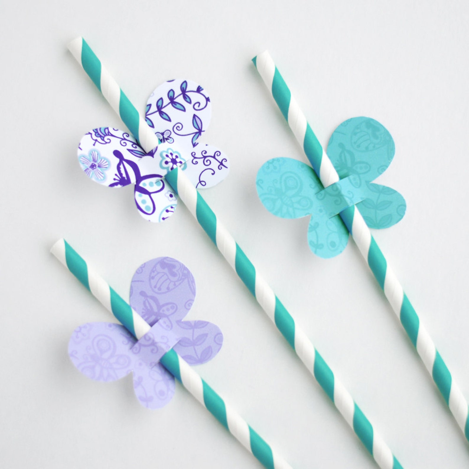 Butterfly Straw Toppers Butterfly Straw Flags Purple and - Etsy
