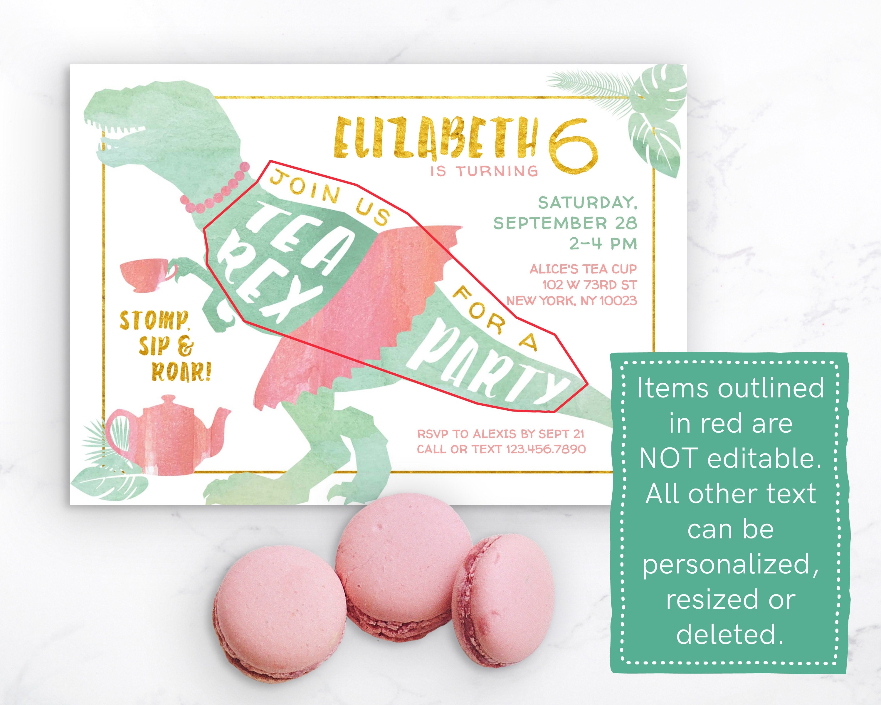 Tea Rex Invitation Dinosaur Tea Party for Girls Edit & | Etsy