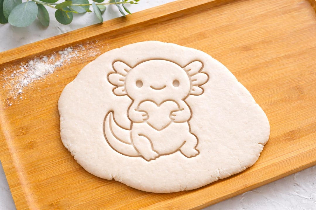 Axolotl Holding Heart Cookie Cutter Cute Kawaii Fondant Biscuit ...