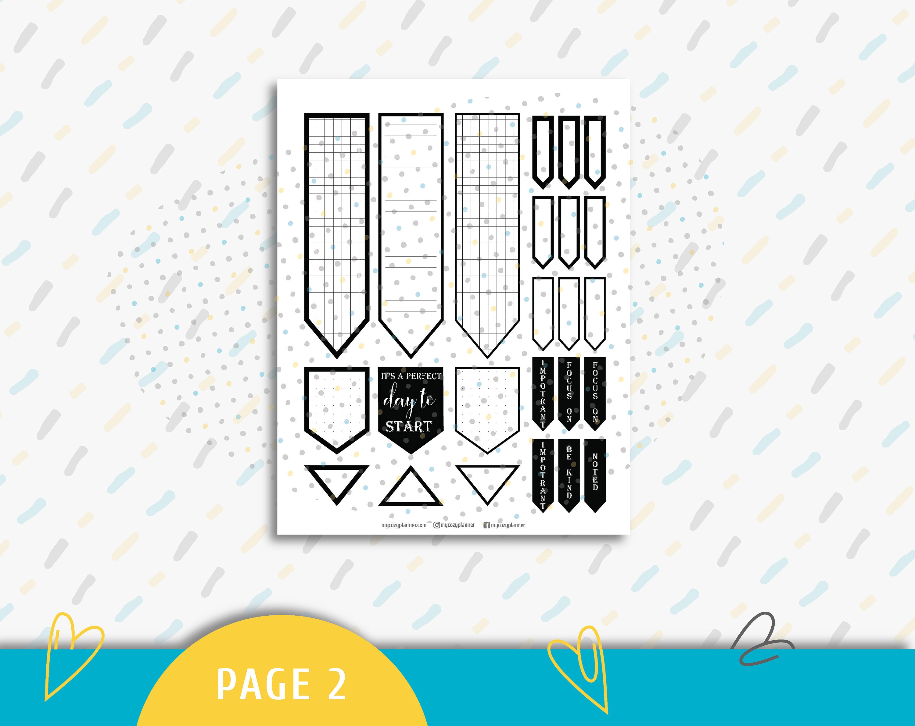 Printable Black Frame Stickers. Instant Download Planner Sticker Kit ...