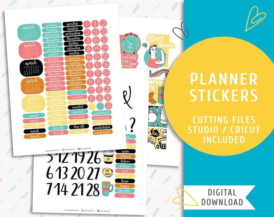Coffee Doodle Planner Stickers. Printable Planner Stickers. March ...