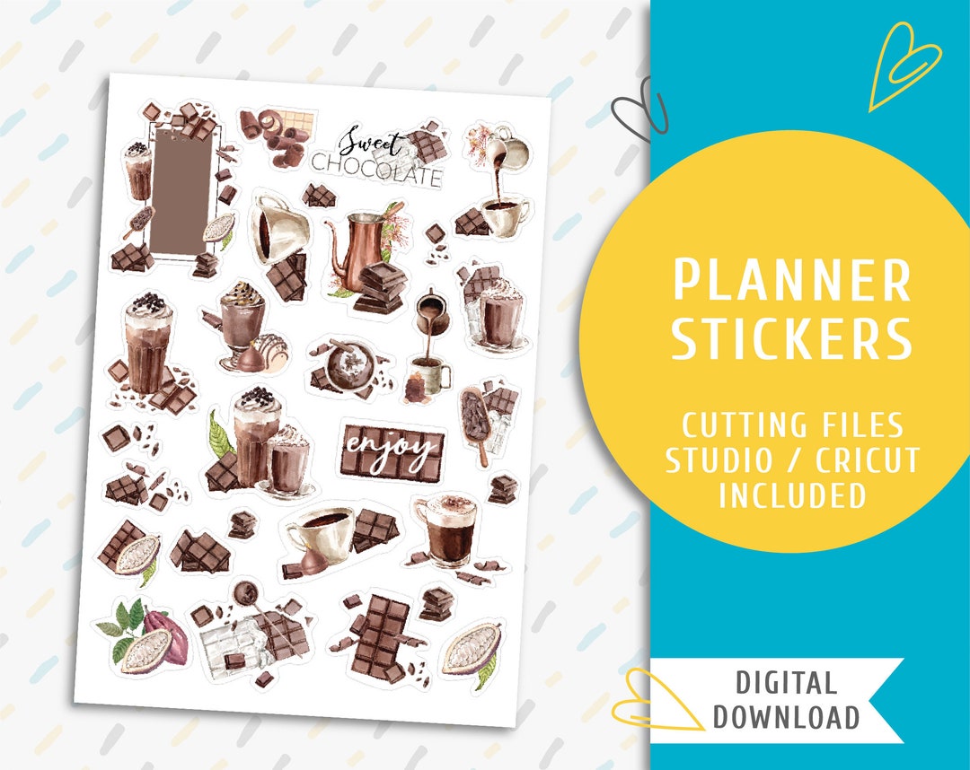 Chocolate Stickers. Instant Download Planner Sticker Kit. Chocolate ...