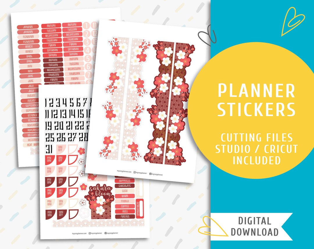 Japanese Sakura Planner Stickers. Printable Planner Stickers. May ...