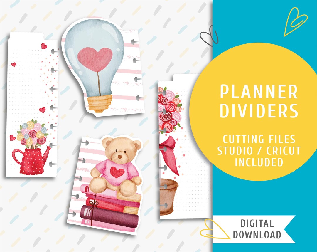Watercolor Love Planner Dividers: Printable Page Markers (digital ...