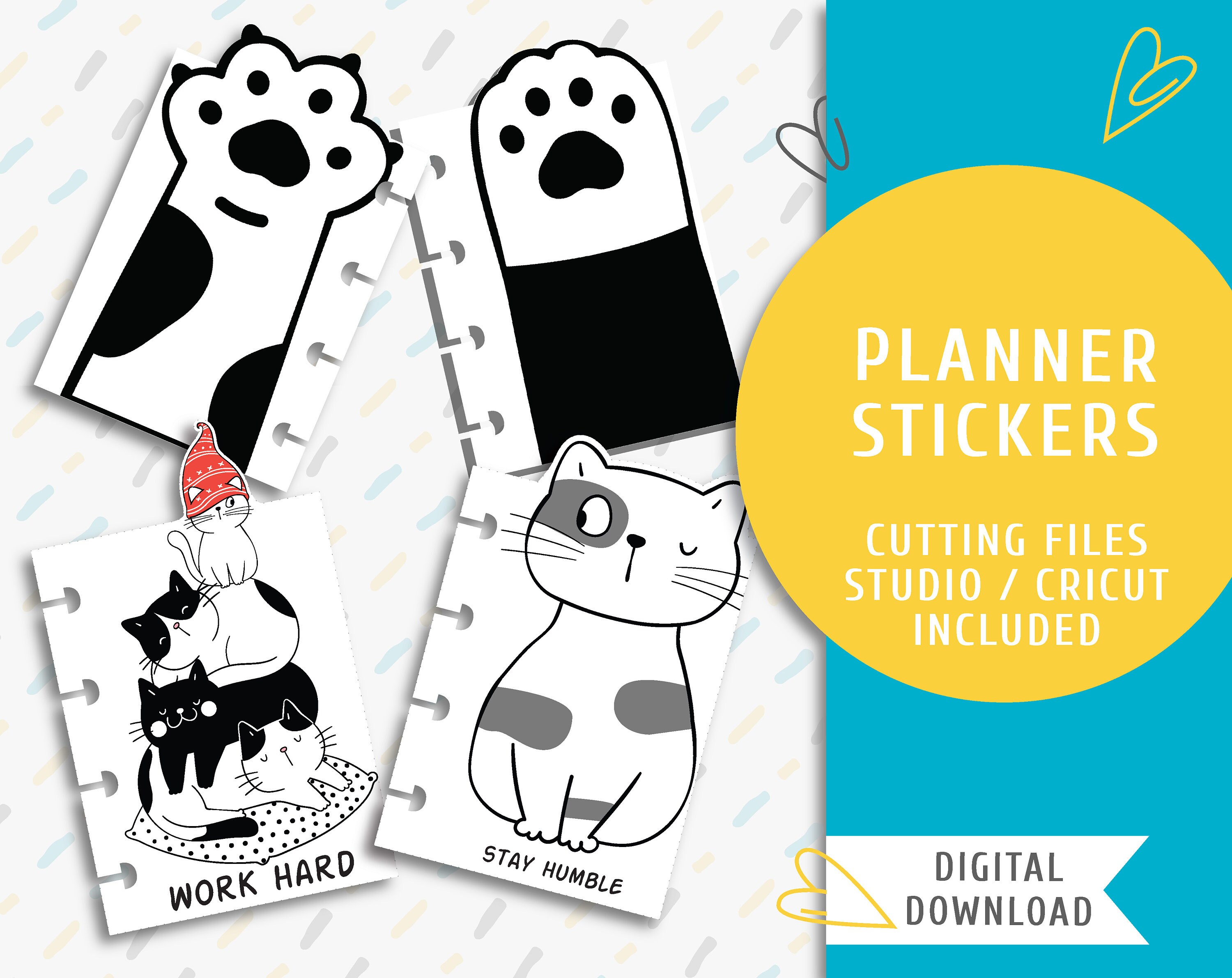 Cat Planner Dividers. Printable Planner Tabs. Dividers for Mcro Happy ...