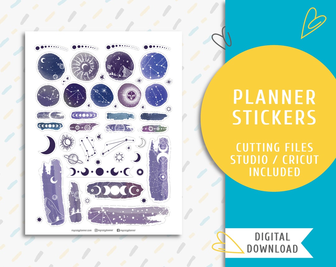 Galaxy Stickers. Instant Download Planner Sticker Kit. Mystery Galaxy ...