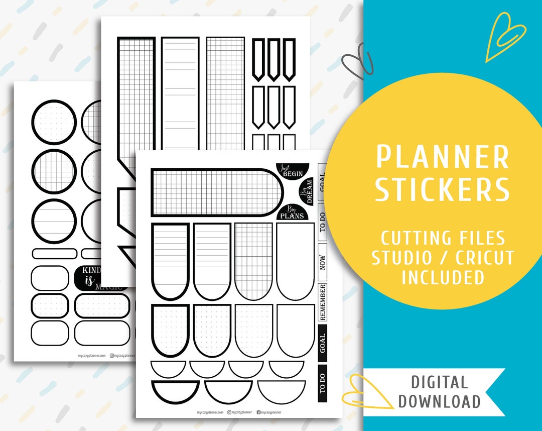 Printable Black Frame Stickers. Instant Download Planner Sticker Kit ...
