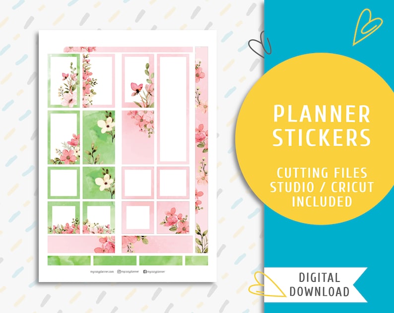 Printable Border Stickers. Instant Download Planner Sticker Kit. Pink ...