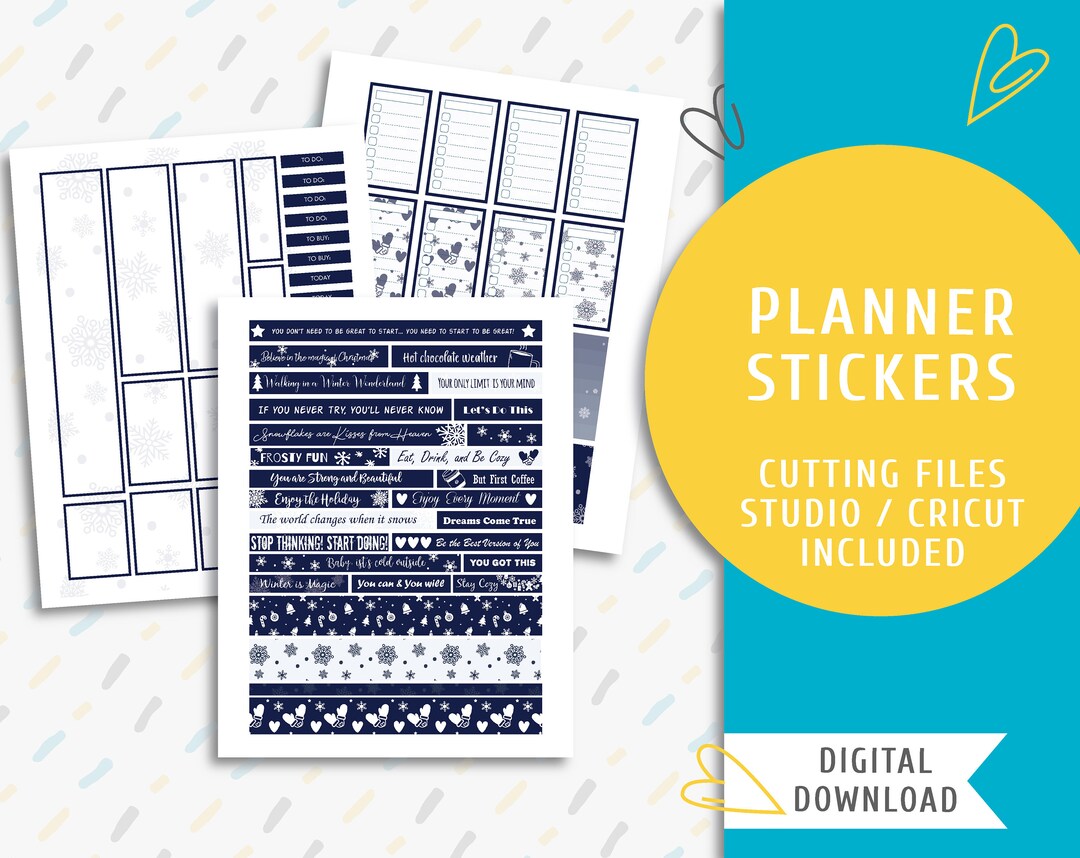 Dark Blue Weekly Sticker Kit. Printable Planner Sticker Weekly Kit ...