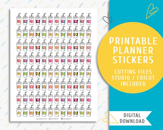 Printable Milk Shake Stickers. Instant download summer planner | Etsy