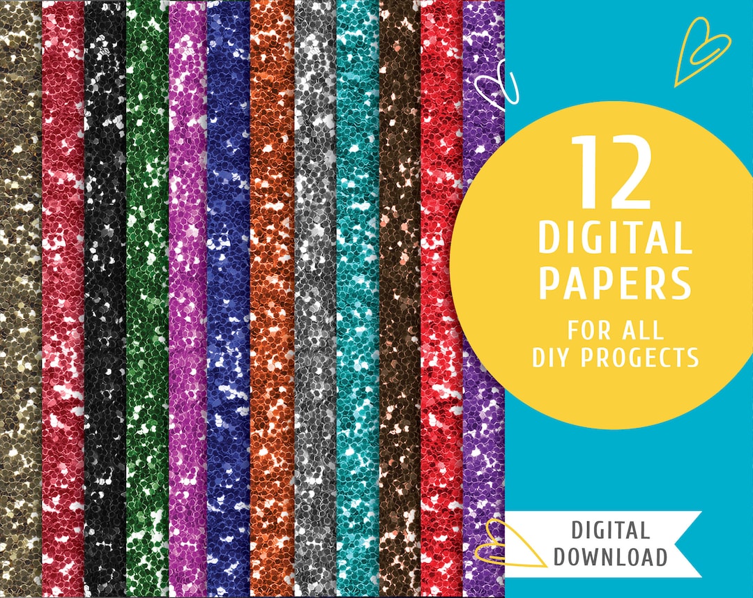 Printable Papers. Digital Glitter Paper. Instant Download Scrapbook ...