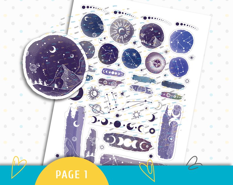 Galaxy Stickers. Instant Download Planner Sticker Kit. Mystery Galaxy ...