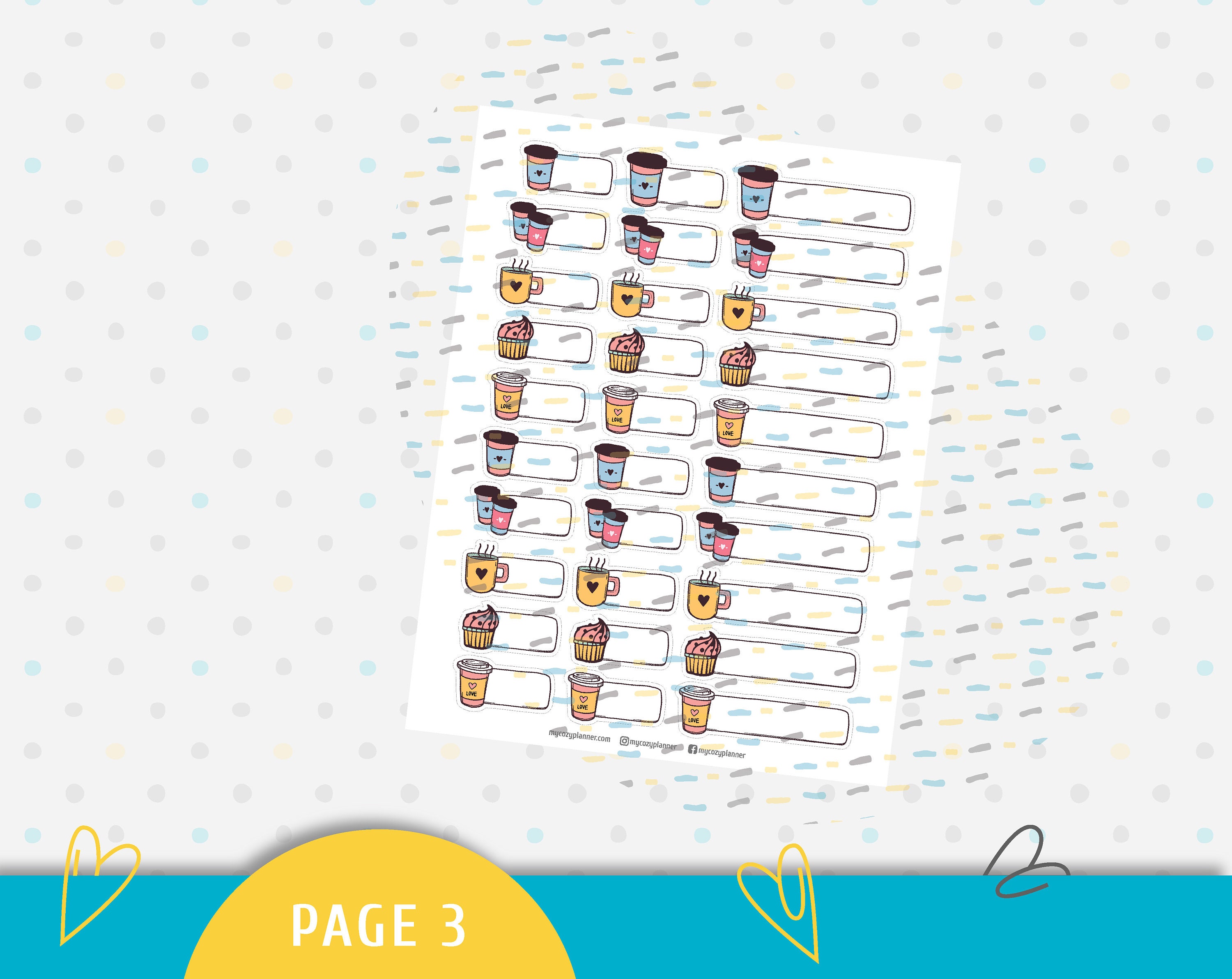 Printable Stickers. Instant Download Planner Sticker Kit. Doodle Love ...