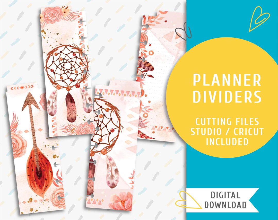 Boho Planner Dividers: Pink Dreamcatcher Design (digital Download) - Etsy