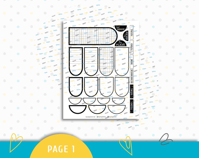 Printable Black Frame Stickers. Instant Download Planner Sticker Kit ...