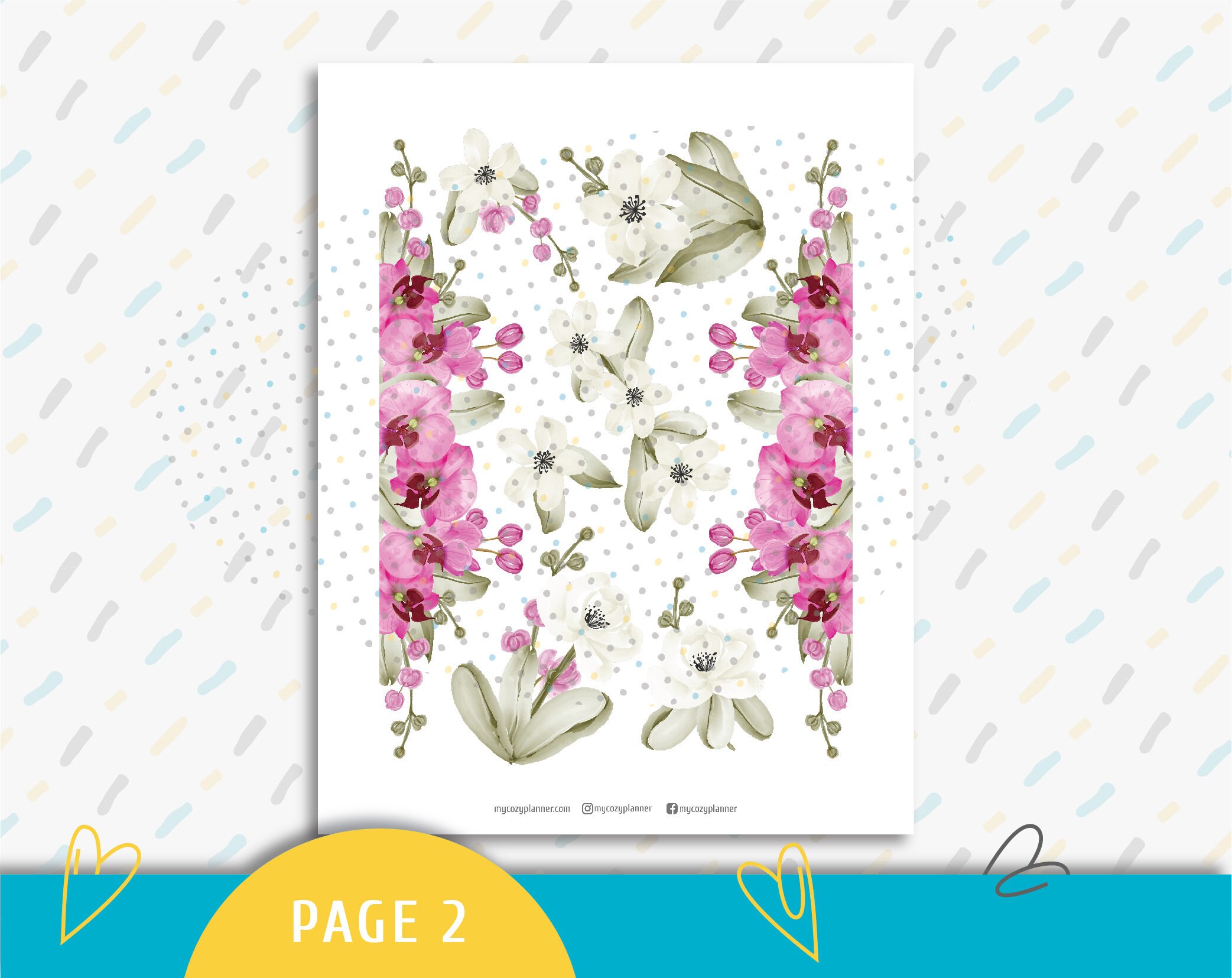Watercolor Floral Corner and Border Stickers. Instant Download - Etsy