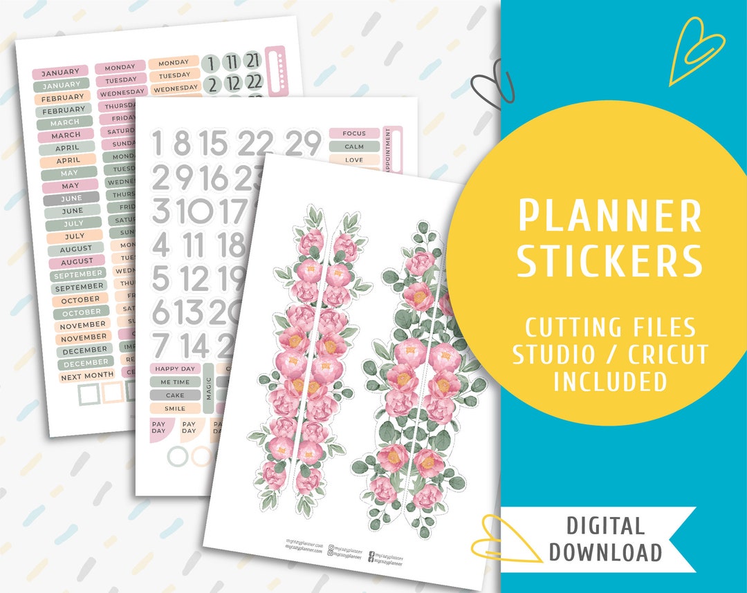 Monthly Planner Stickers. Printable Cute Fall Girl Planner Stickers ...