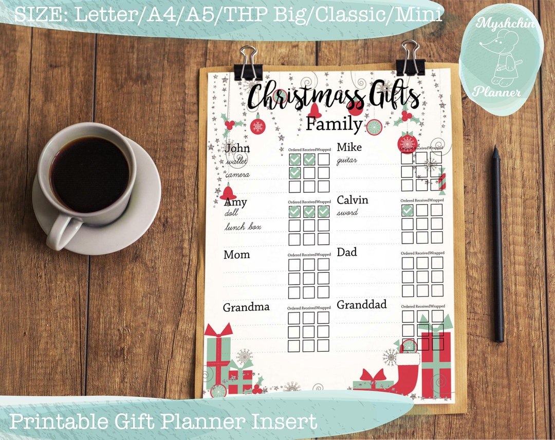 Printable List of Christmas' Gifts Editable PDF List for Planning Gifts ...