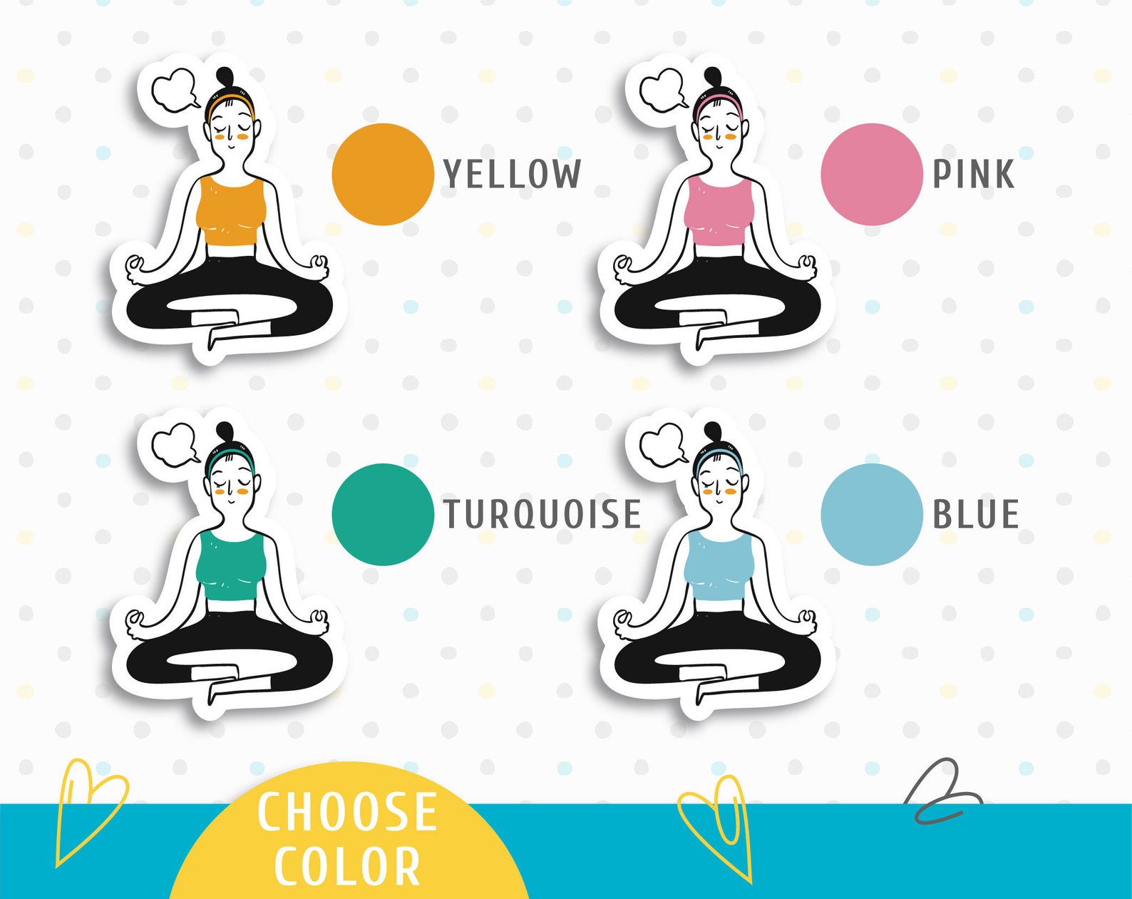 Yoga stickers sheet. Doodle style stickers for planner or | Etsy