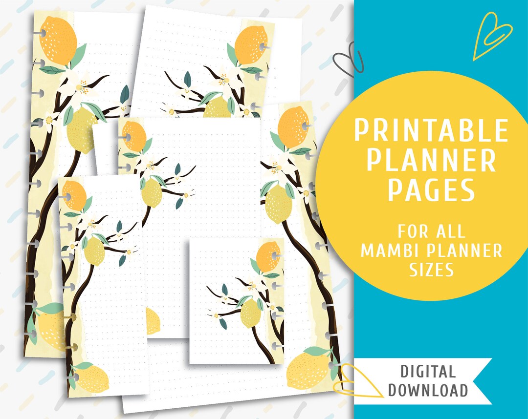 Vintage Lemon Planner Pages: Printable Note Paper for A5 and Happy ...