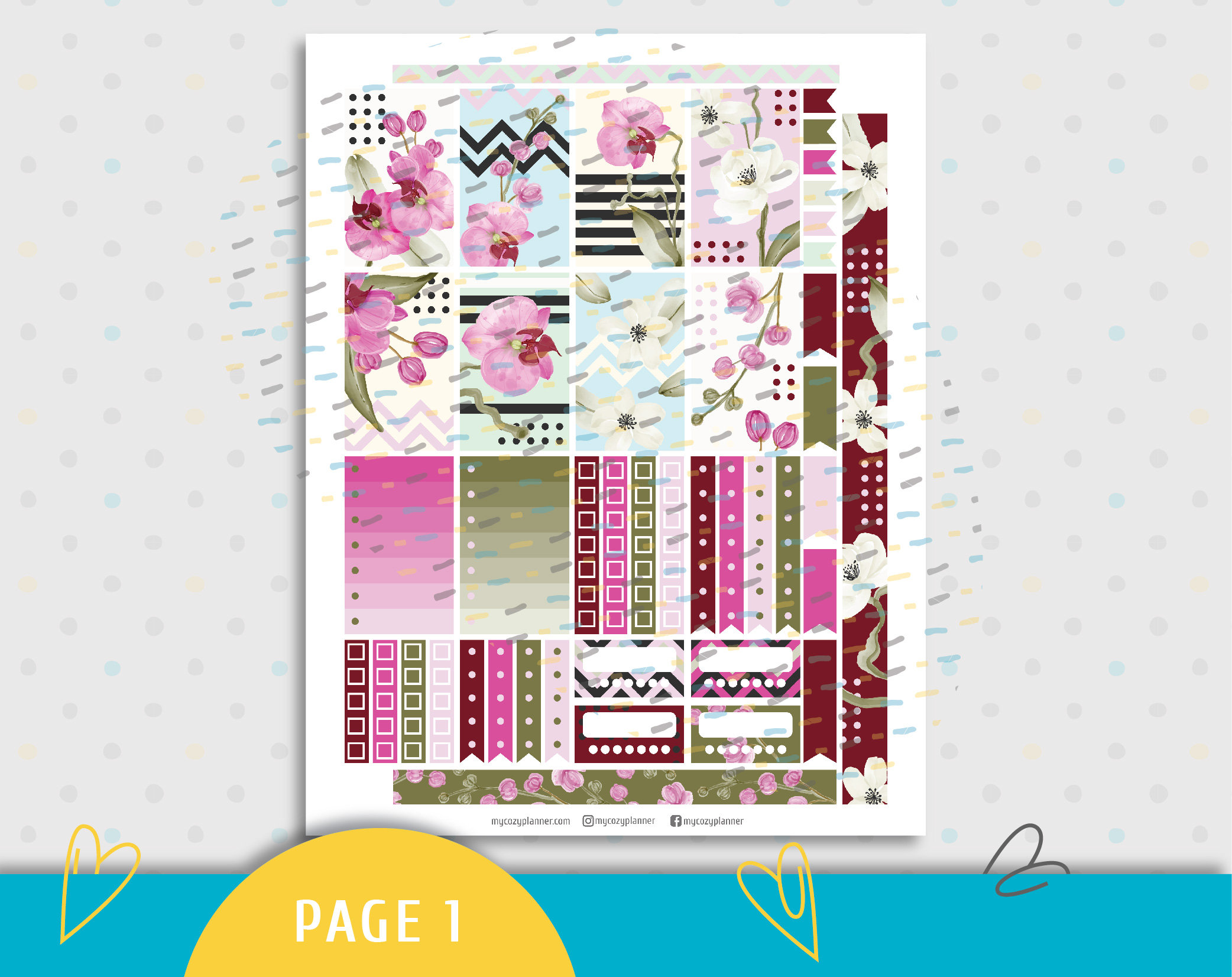 Printable Floral Planner Sticker Kit. Weekly Planner Stickers. Pink ...