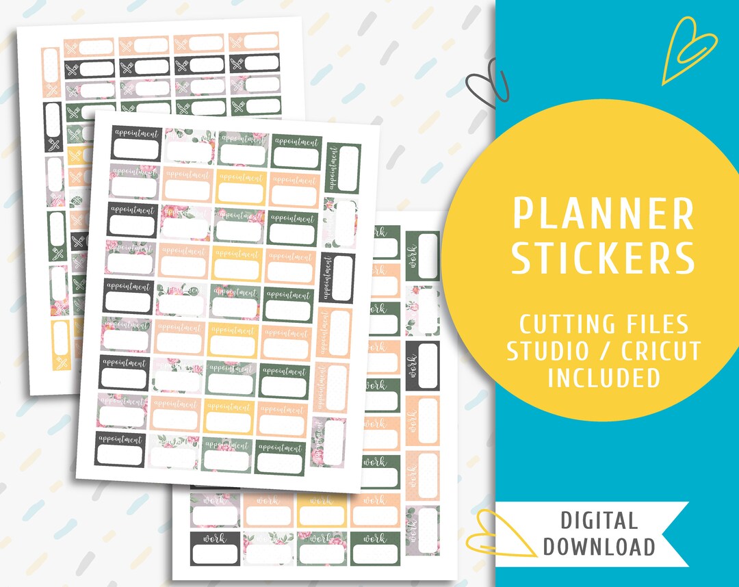 Printable Tracker Stickers. Instant Download Planner Sticker Kit. Pink ...