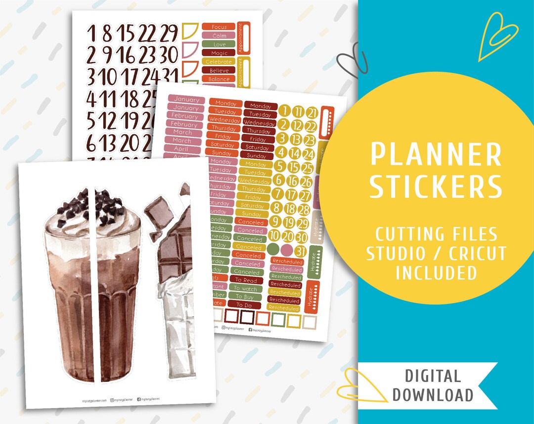 Monthly Planner Stickers. Printable Cute Fall Girl Planner Stickers ...