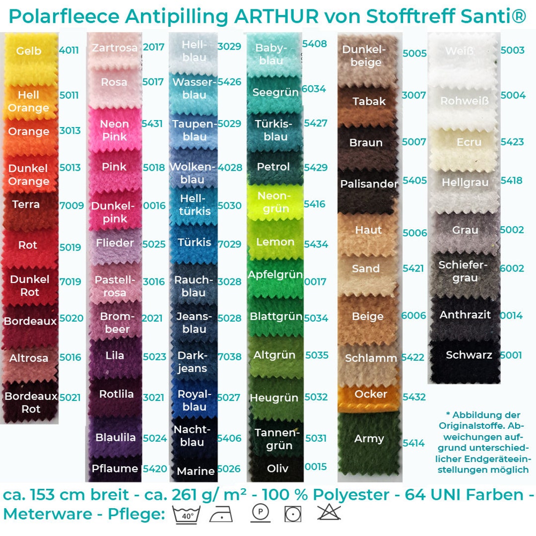Polarfleece Antipilling ARTHUR von Stofftreff Santi®-0,5 m Schritte -64 ...