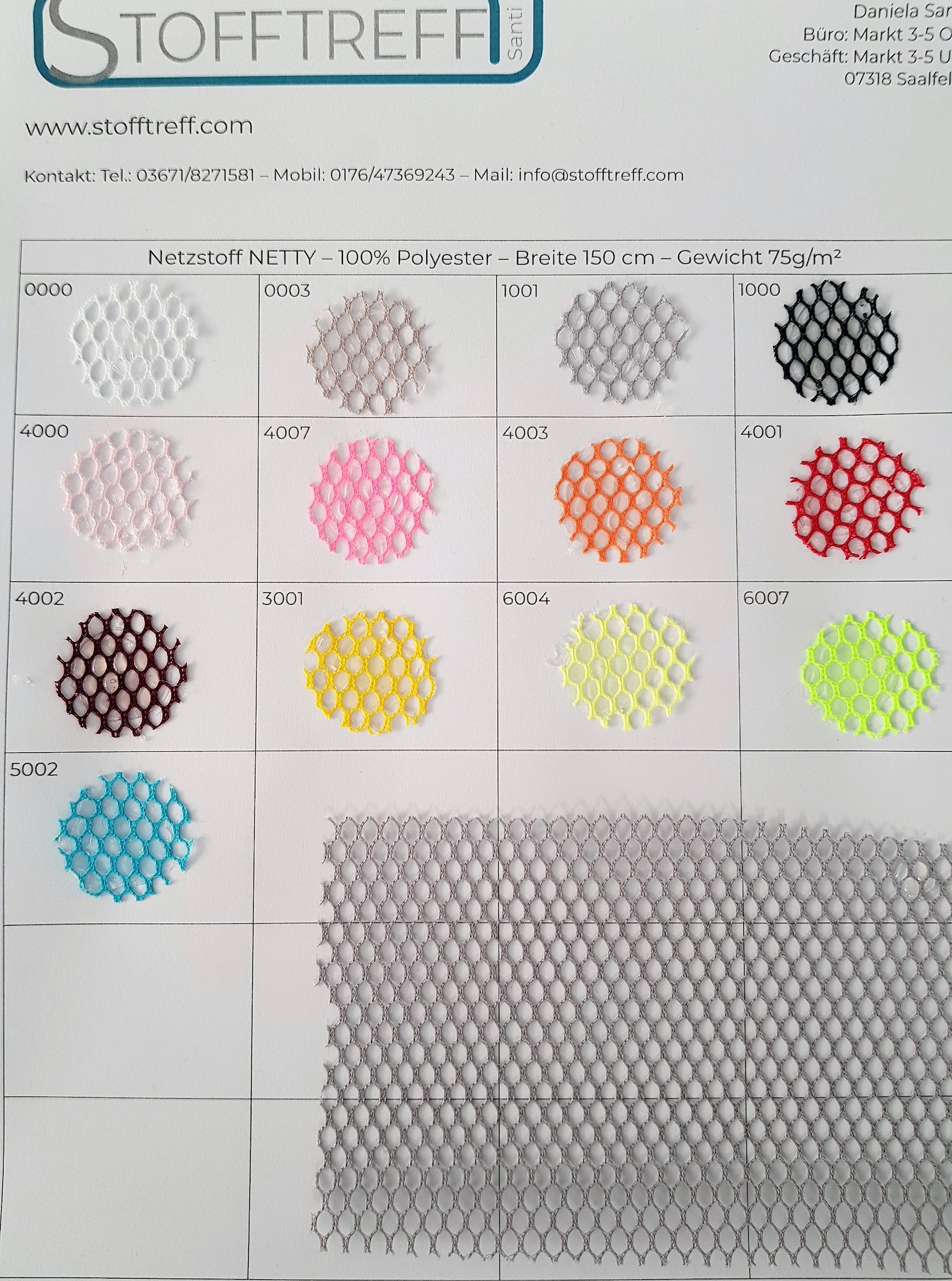 Netzstoff "NETTY" von Stofftreff Santi®-Meterware-50 cm Schritte-100 ...