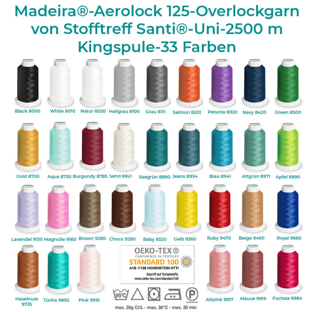 Madeira®-Aerolock 125-Overlockgarn von Stofftreff Santi®-Uni-2500 m ...