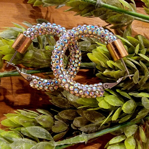 Rhinestone Hoops - Etsy