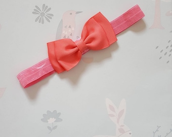 Baby Toddler Baby Pink Ribbon Bow Elastic Headband by - Etsy