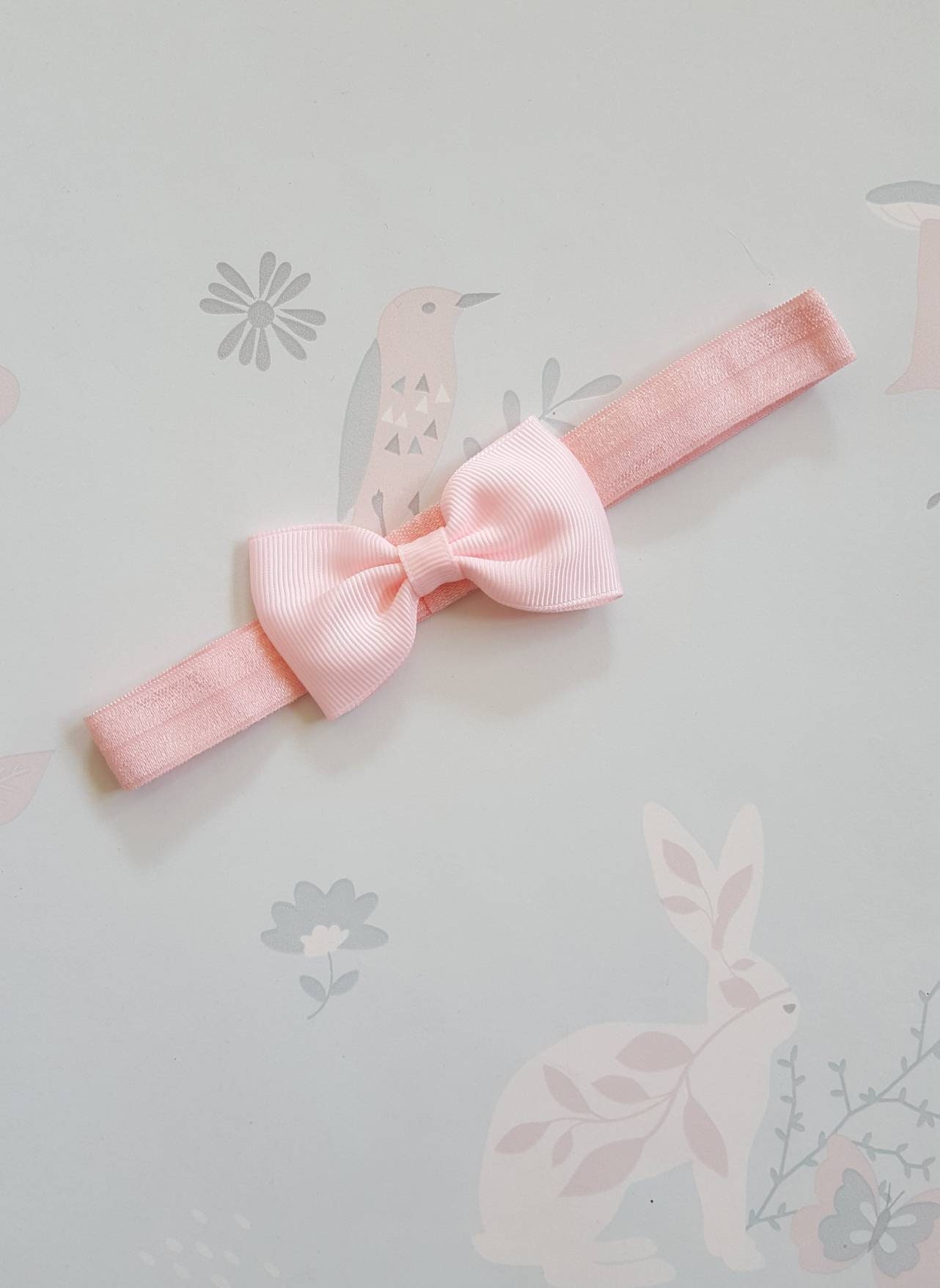 Baby Toddler Baby Pink Ribbon Bow Elastic Headband by | Etsy