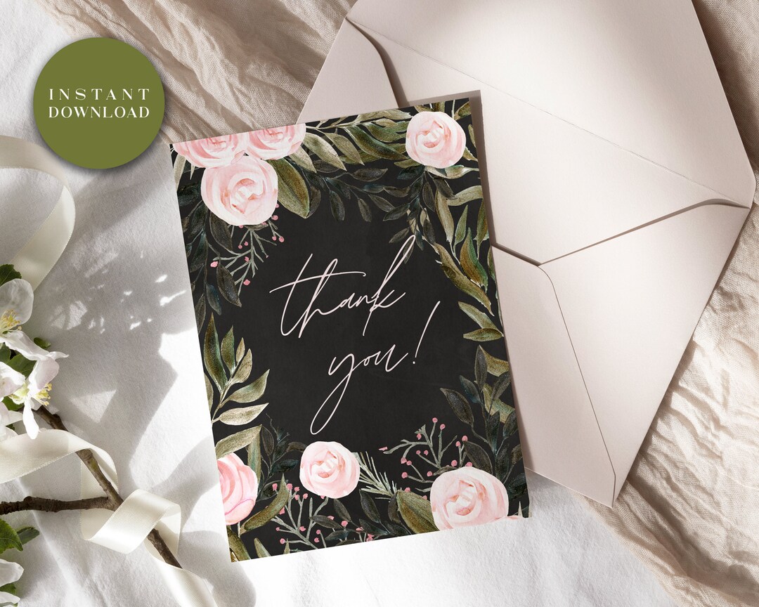 A6 4.625 X 6.25 Printable Thank You Greeting Card Instant Download ...