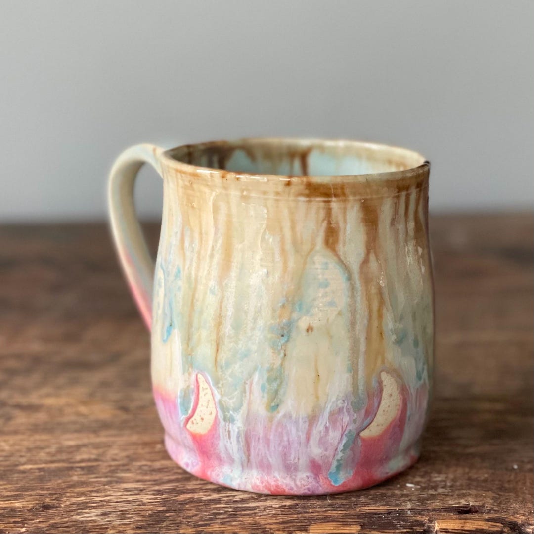 Moon Mug Pottery - Handmade Wheel Thrown - Green Blue - Witchy Gift ...