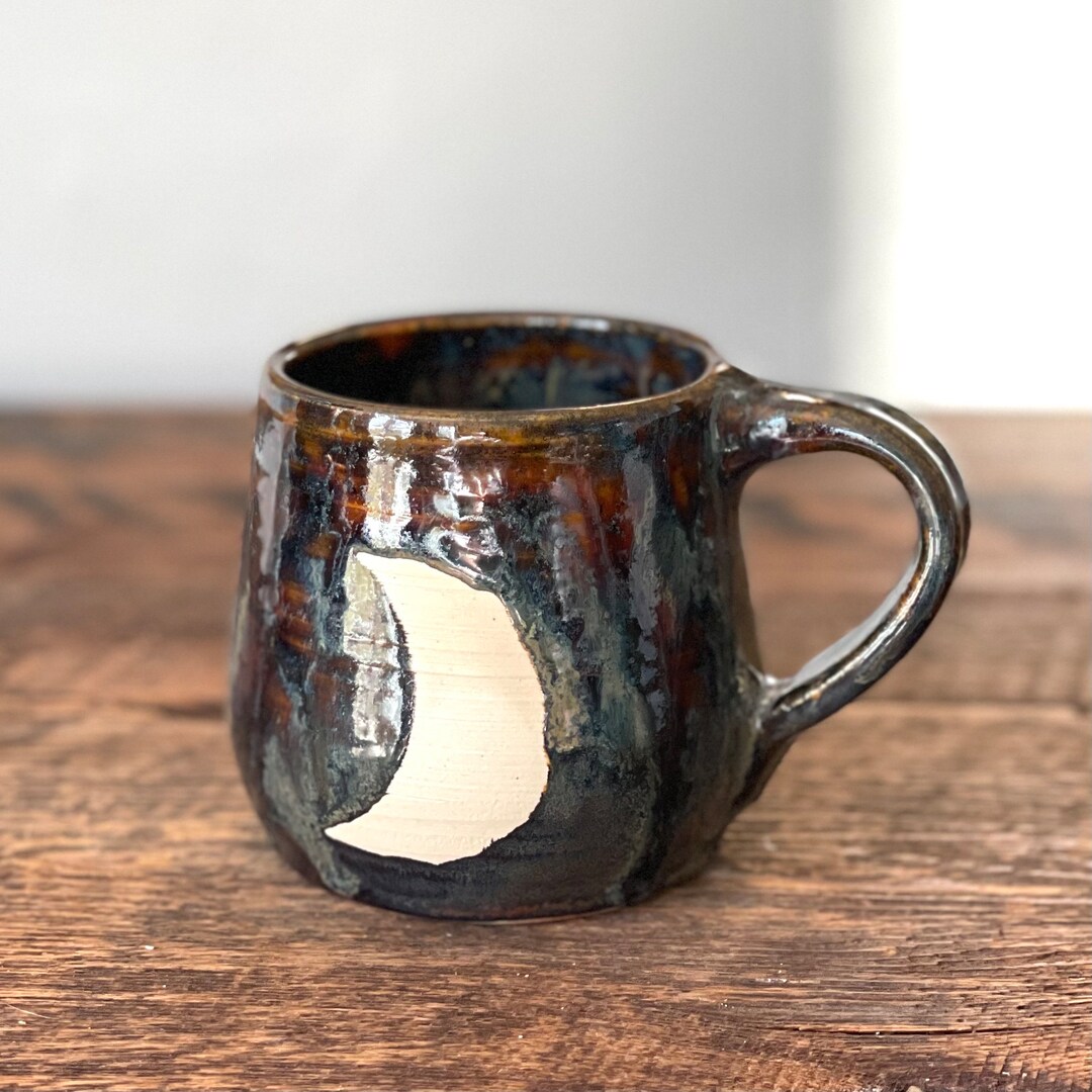 Crescent Moon Mug Earthy Brown Ceramic Mug Handmade Mug - Etsy