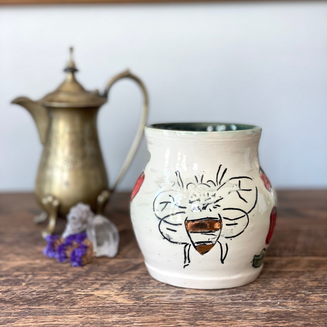 Bumblebee Handless Mug Handmade Ceramic Mug Stawberry Cream Black Wheel ...