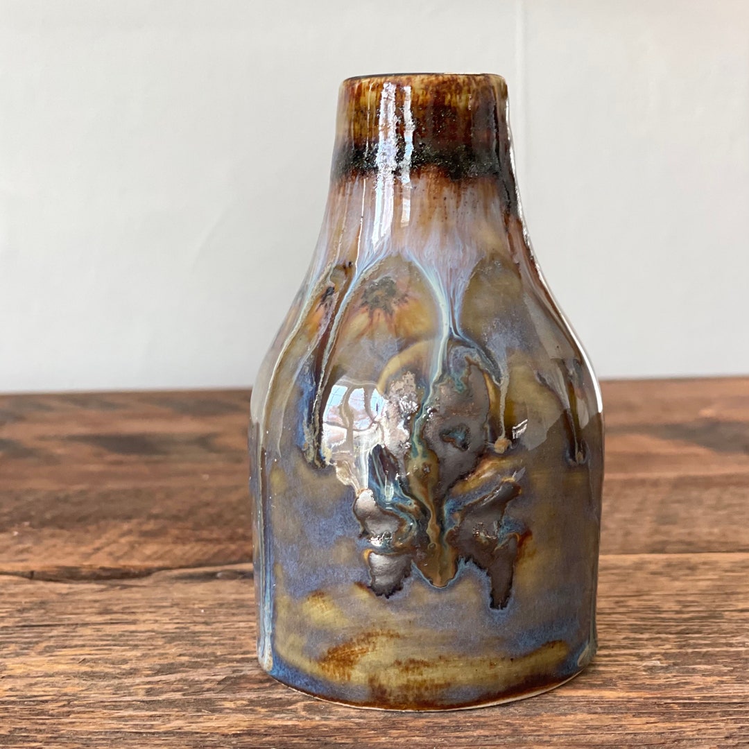 Blue Brown Pottery - Poison Bottle - Handmade Jar Pottery - Witch ...