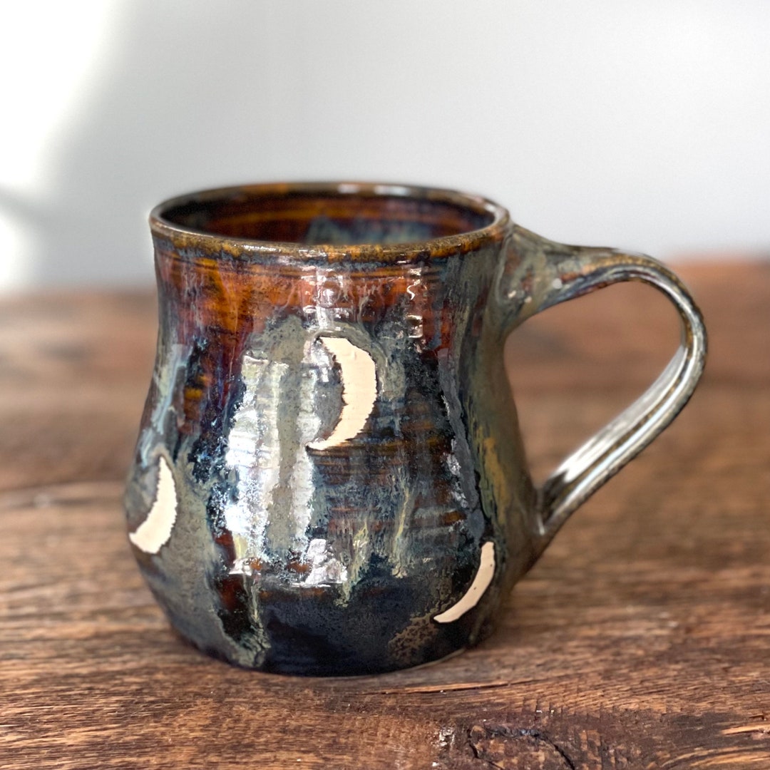 Brown Sparkle Pottery Handmade Ceramic Crescent Moons Mug - Etsy